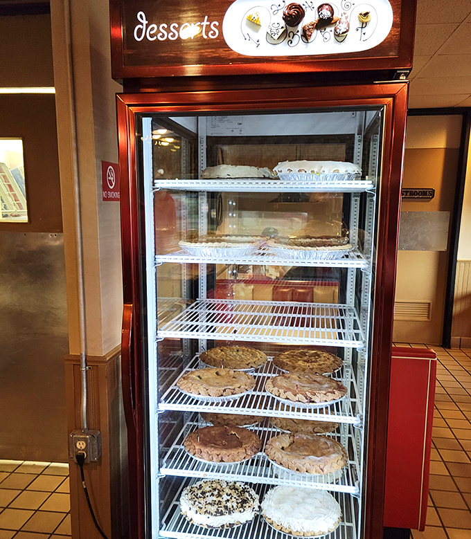 The dessert case&mdash;a glass-fronted temple of temptation where pie decisions become the day's most delightful dilemma.