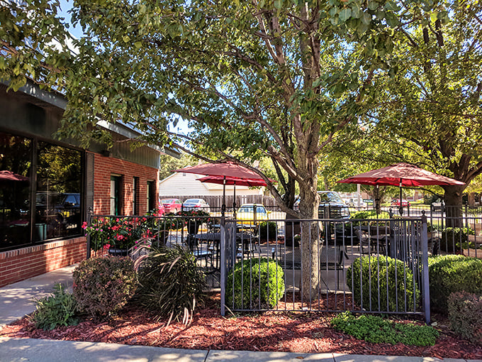 The patio offers fresh air dining when Kansas weather cooperates, which is more often than you'd think.