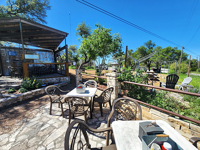 The patio offers Hill Country breezes and the perfect setting to contemplate how something as simple as a burger can be so transcendent.