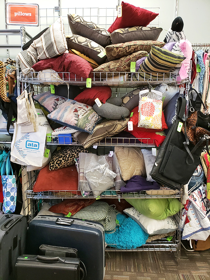The pillow section &ndash; a soft mountain of possibilities for couch makeovers and guest room upgrades. Throw pillow addiction enablement station!