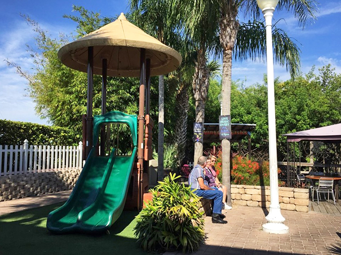 The playground area proves Aunt Catfish's understands that happy kids equal happy parents who can savor that last bite of Key lime pie.