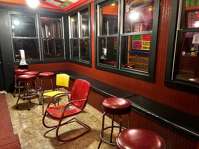 The waiting area's vintage metal chairs aren't just seating &ndash; they're front-row tickets to the best pre-dinner show in Indiana. 