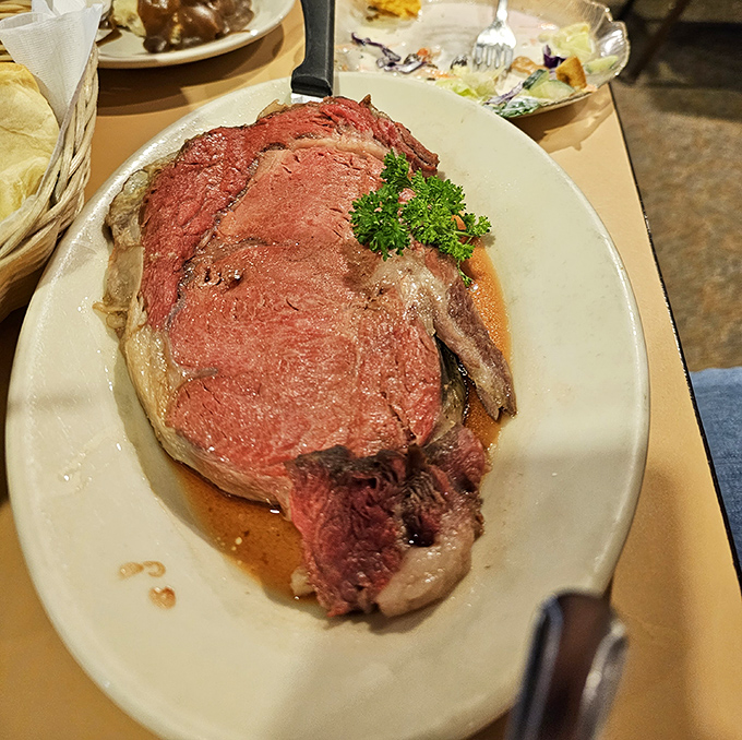 Prime rib so perfectly pink and tender, it makes you wonder if the cow volunteered for this noble purpose.
