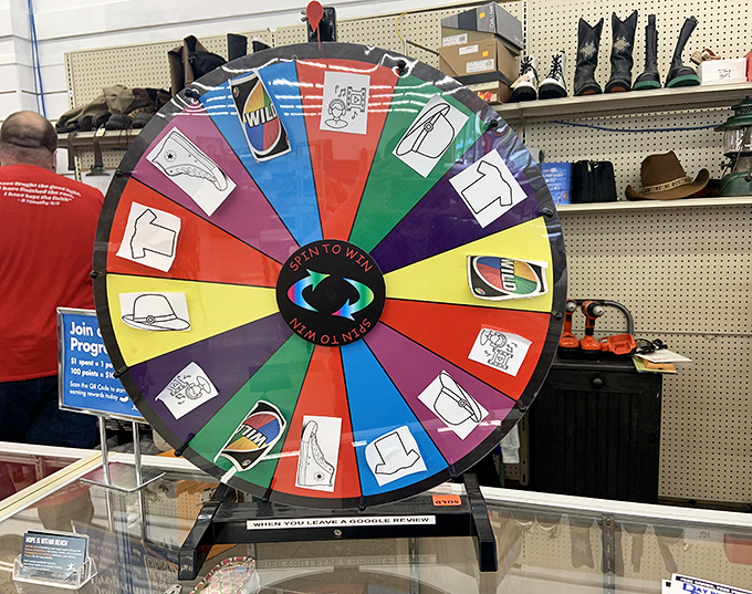 Spin to win! This colorful prize wheel adds a carnival atmosphere to the already exciting treasure hunt experience.