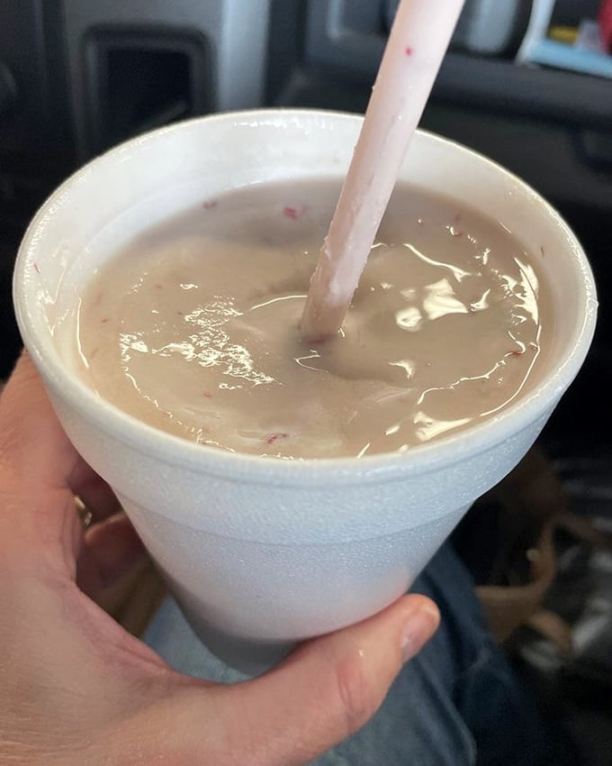 This shake isn't just thick&mdash;it's practically structural. The straw stands at attention in this creamy masterpiece that demands to be savored.