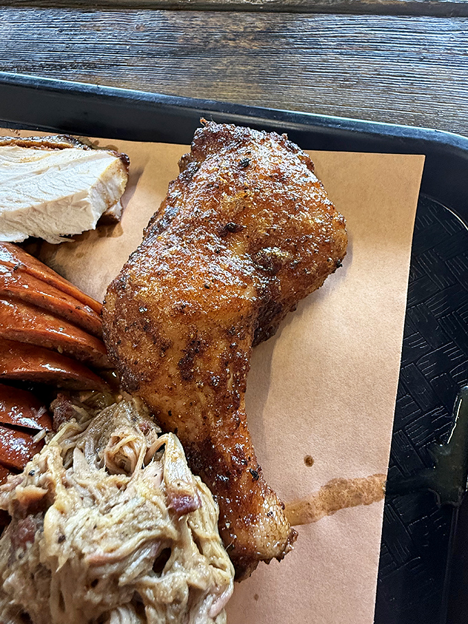 This chicken leg has more color than a Colorado sunset, and probably tastes better too.