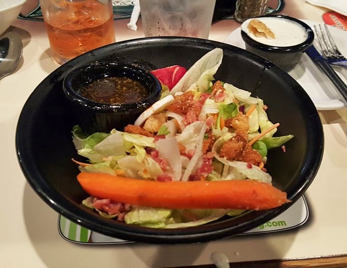 Even the salads at Dark Horse mean business – fresh, crisp, and substantial enough to satisfy without feeling like punishment.
