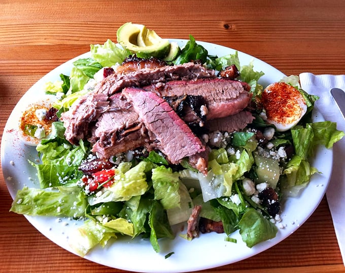 A salad that doesn't apologize for being at a barbecue joint. Those slices of brisket transform mere greens into something worthy of your precious stomach space.