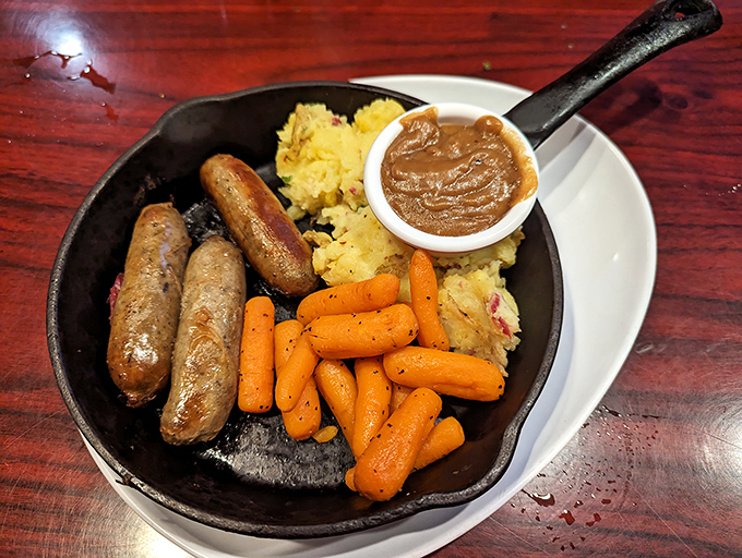 Bangers and mash &ndash; where sausages with proper snap meet buttery potatoes and that gravy you'll be thinking about at 3am.
