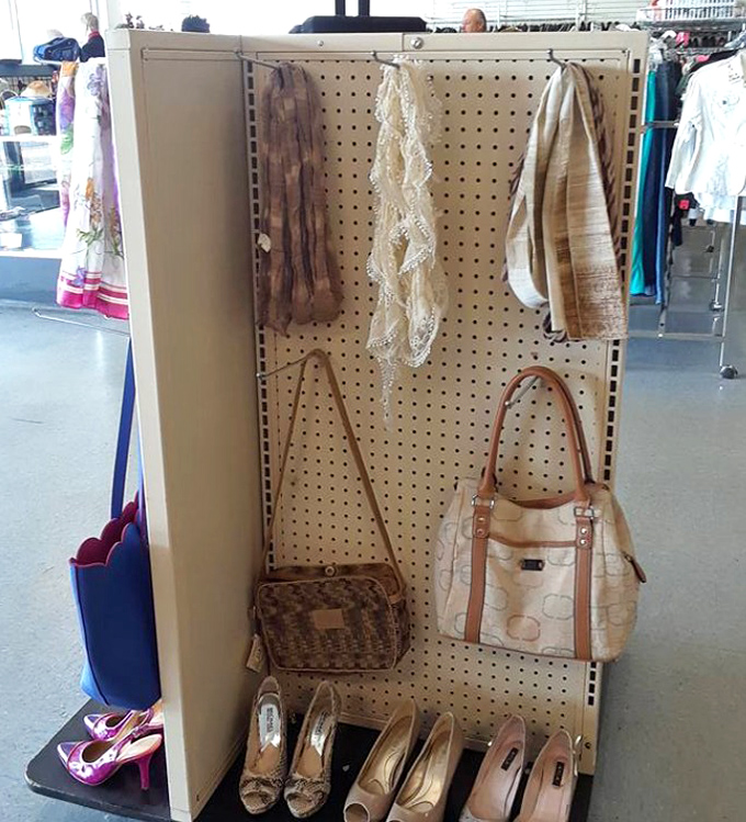 Fashion's second act, elegantly displayed. Designer bags and barely-worn shoes arranged with the care of a boutique, minus the boutique prices.