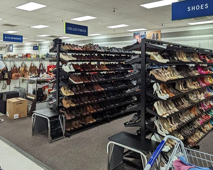 The shoe department rivals small boutiques in selection, if not in price. Those barely-worn leather loafers cost less than your morning latte habit.