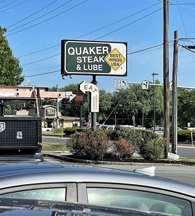 The roadside sign proudly proclaims "Best Wings USA," a bold claim that your taste buds will have trouble arguing with after the first bite.