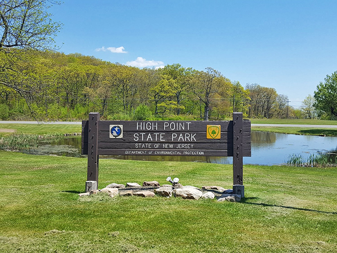 The official welcome to New Jersey's highest point. This unassuming sign marks the entrance to 16,000 acres of "I can't believe this is New Jersey."