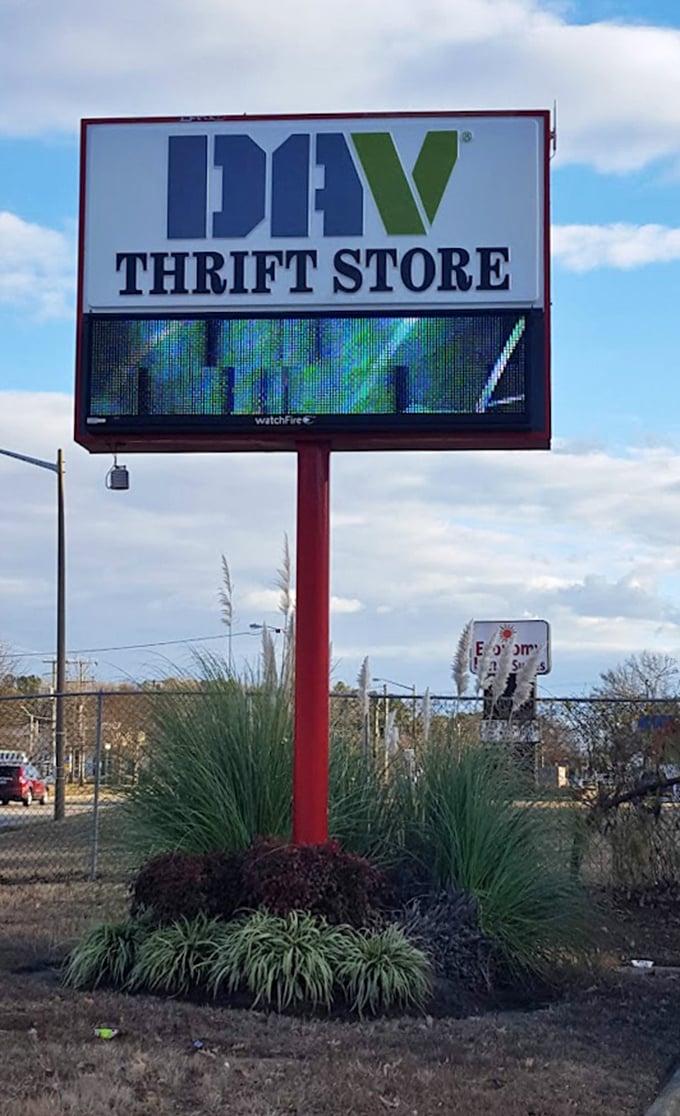 The iconic DAV sign stands tall, a beacon for bargain hunters and treasure seekers throughout Newport News.