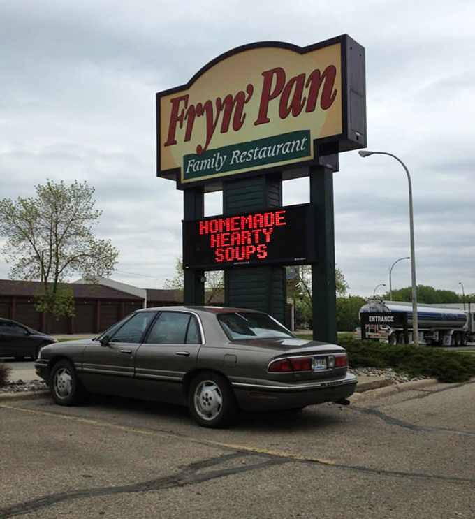 The roadside sign advertising "HOMEMADE HEARTY SOUPS"&mdash;six syllables that say more about Midwestern values than most philosophy books.