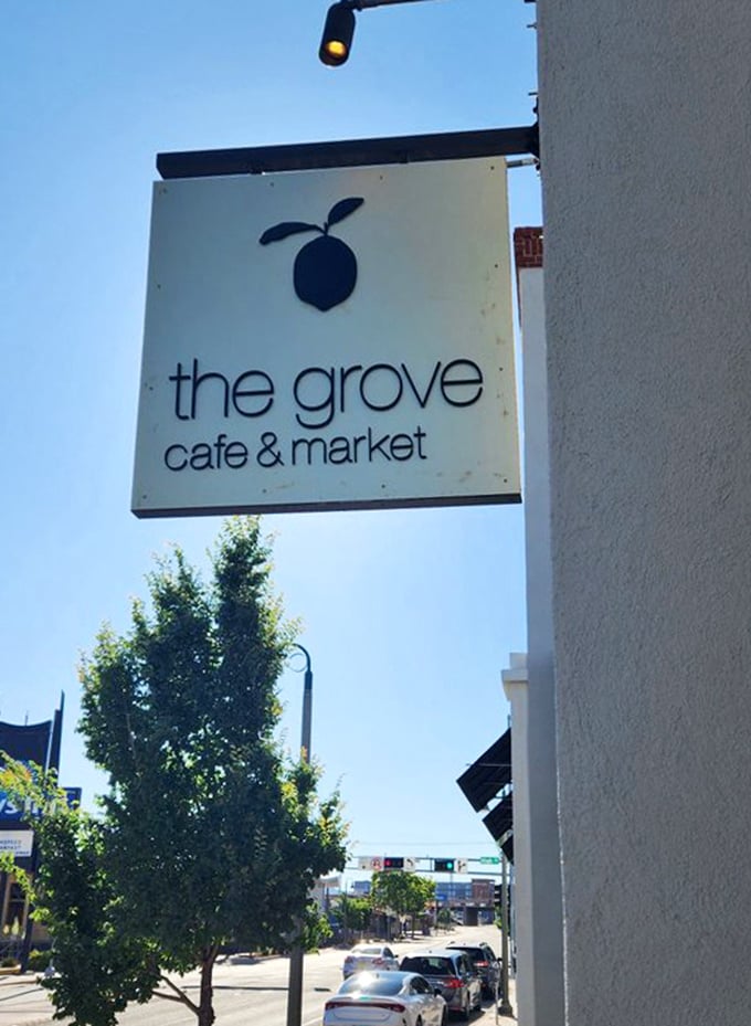 The Grove's simple signage belies the complexity within. Like a good book, you shouldn't judge this caf&eacute; by its cover.