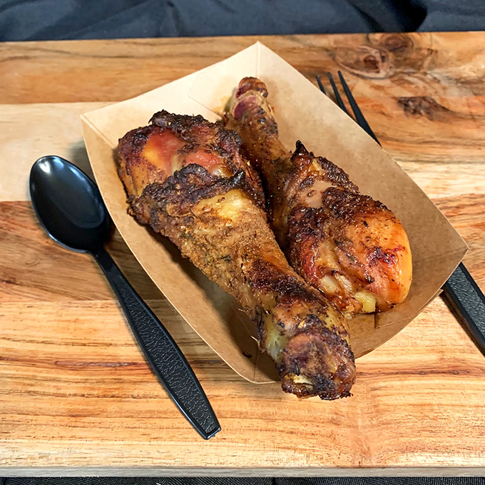 These chicken legs didn't skip smoke day—crispy skin, juicy meat, and a color that says "patience is delicious."