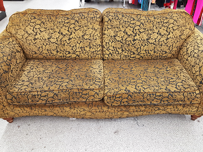 The floral couch that time forgot sits patiently waiting for either an ironic hipster or someone's first apartment to claim it.