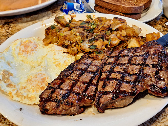 When steak and eggs arrive looking like this, you understand why breakfast might actually be the most important meal of the day.