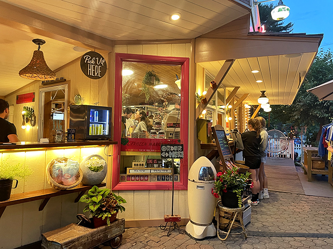 The concession stand glows with invitation as dusk approaches. This isn't just about popcorn&mdash;it's a full culinary adventure before showtime.