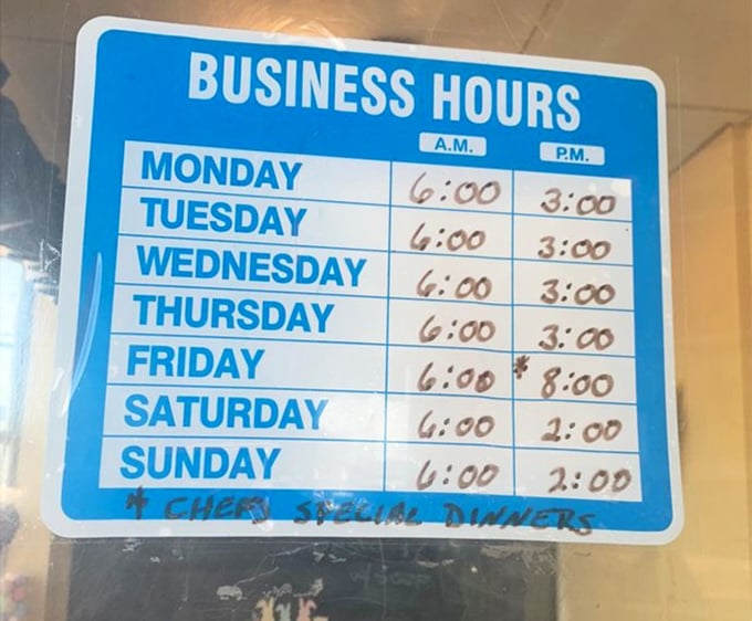 Those business hours reveal the secret to success &ndash; open early enough for farmers and late enough for the Friday dinner crowd.