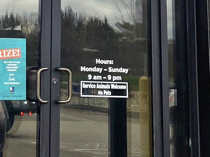 Store hours posted clearly for planning your treasure hunt adventures. Open seven days a week means seven opportunities to find that perfect something you didn't know you needed.