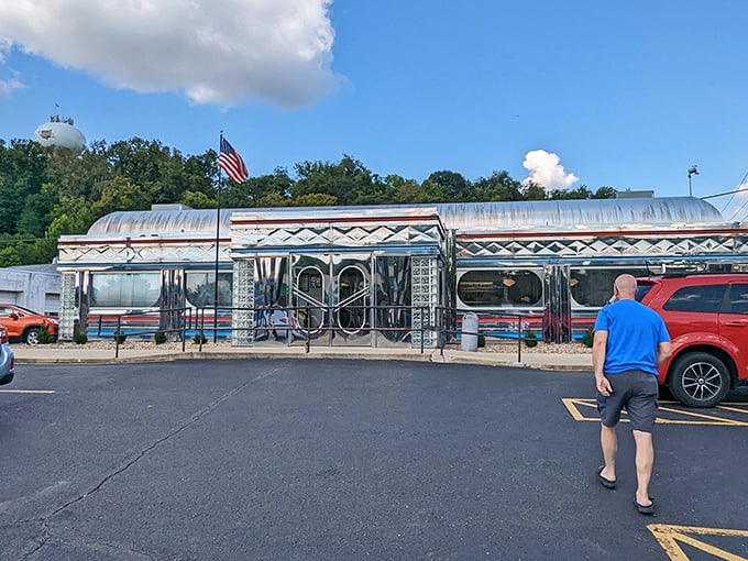 Approaching this chrome palace feels like discovering a silver spaceship that landed in Ohio and decided to serve tenderloin sandwiches.