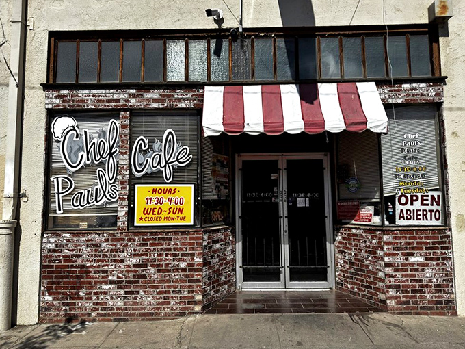 The storefront tells you everything you need to know: Wednesday through Sunday, 11:30-4