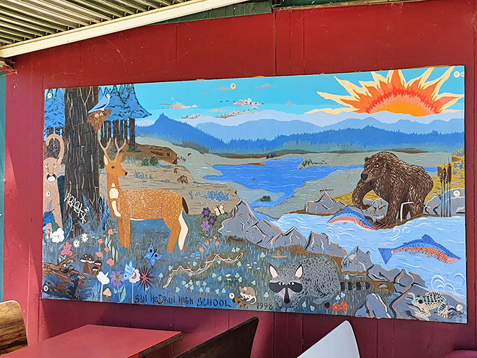 Local art celebrating Northern California's natural beauty adorns the walls, reminding you that great food always has a sense of place.