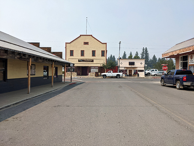 Downtown Portola stretches before you, a reminder that not every California street needs to be gridlocked to be worthwhile.