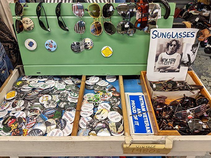 Vintage pins and sunglasses &ndash; tiny time machines for your lapel and face. One person's political statement from 1976 is another's 2023 fashion statement.