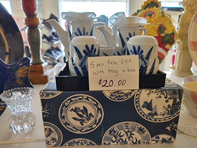 This delicate tea set didn't come from your great-aunt Mildred, but no one needs to know that when you host your next garden party.