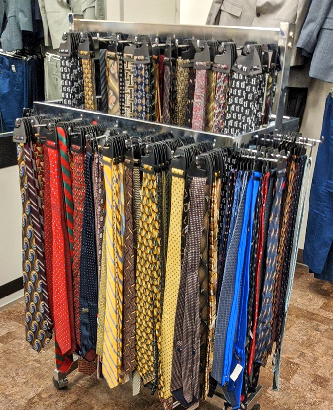 Tie rack extraordinaire! From power patterns to holiday themes, these silk statements await their next board meeting or wedding reception.