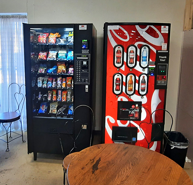 Even the vending machines are retro&mdash;grab a snack to fuel your treasure hunting expedition through the time-travel labyrinth.