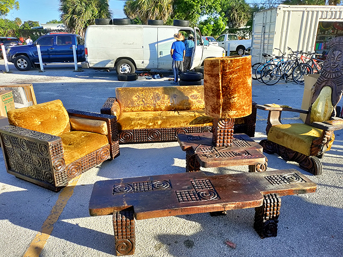 Vintage furniture with personality to spare – these gold velvet conversation pieces are just waiting to become the most photographed corner of someone's living room.