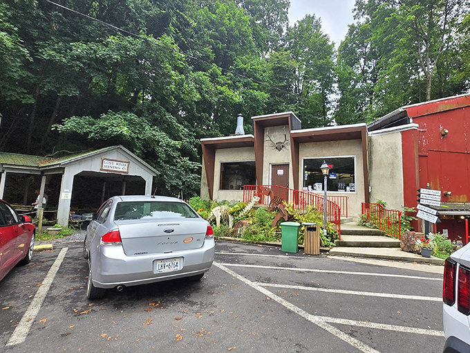 The unassuming entrance to Lost River Caverns proves you can't judge an underground wonder by its above-ground cover. Nature's ultimate "don't judge a book" moment.
