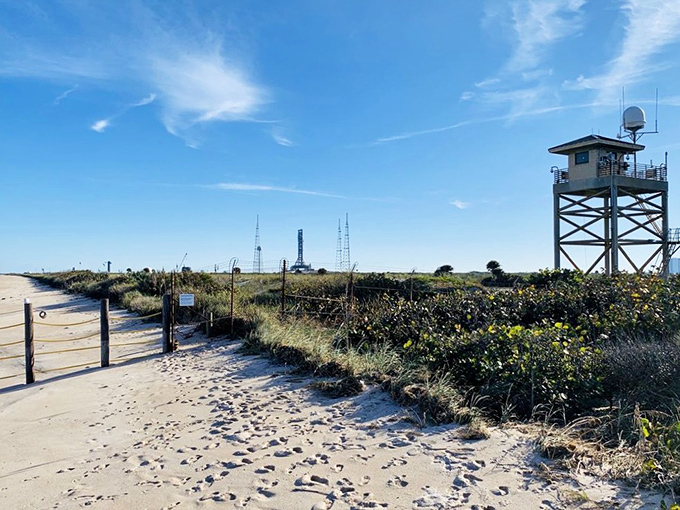 That watchtower isn't for Baywatch moments&mdash;it's where NASA keeps an eye on both rockets and beachgoers with equal fascination.