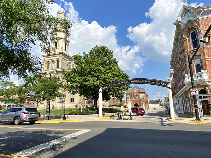 Bellefontaine&rsquo;s historic downtown welcomes visitors with its beautiful courthouse, leafy streets, and the famous sign marking America&rsquo;s oldest concrete street.