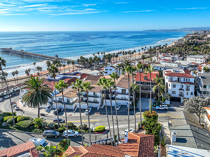 Spanish colonial architecture lines streets that lead straight to the pier in this Orange County coastal treasure.