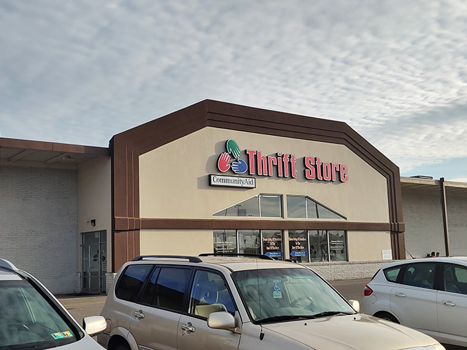 Glass storefronts reveal organized interiors that make secondhand shopping feel surprisingly upscale and inviting.