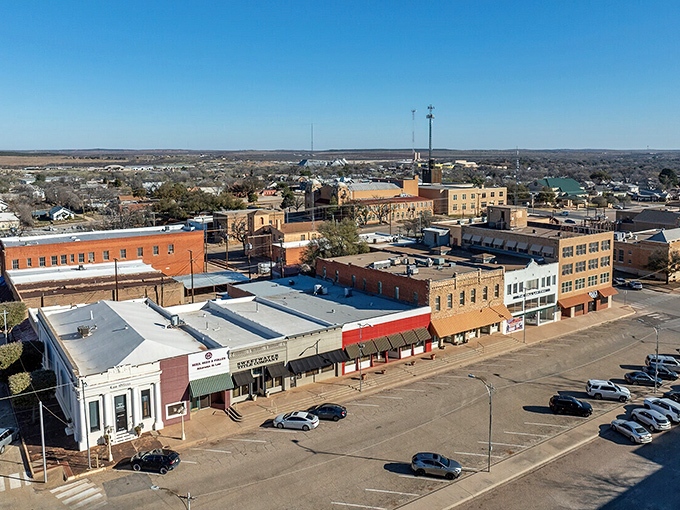 From above, Sweetwater reveals itself as an oasis of civilization amid the vast Texas plains, where every street leads to a story.