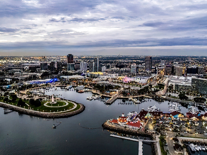 From above, Long Beach reveals its perfect balance of harbor, cityscape, and parkland&mdash;like a masterfully plated dish where every element has its place.