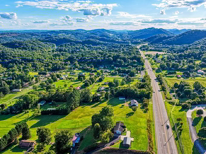 From above, Rogersville reveals its true character &ndash; a perfect balance of civilization and nature, like a well-composed painting.