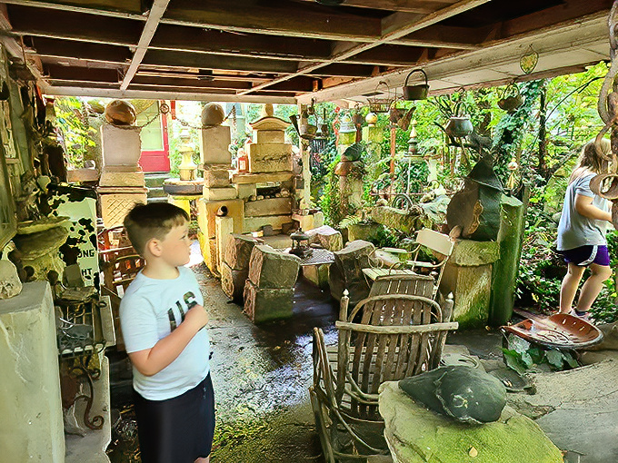 Children explore a stone-filled pavilion where every surface tells a story. The best museums don't always have admission fees or closing times.
