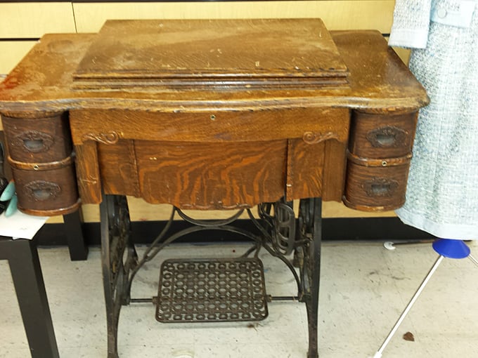 Not just a sewing table&mdash;a piece of American craftsmanship history. This Singer treadle base has survived a century of fashion trends.