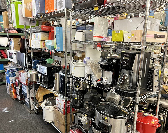 Small appliances lined up like a kitchen army, each one representing someone's unused wedding gift becoming your cooking solution.