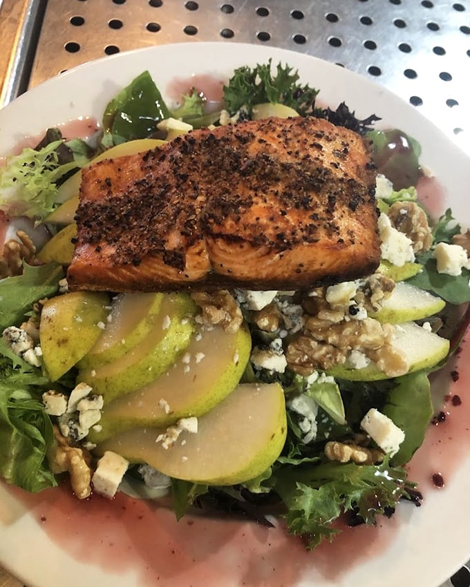 The salmon salad proves that healthy eating in Alaska doesn't mean sacrifice&mdash;this perfectly seared fish atop fresh greens might make you forget about burgers altogether.