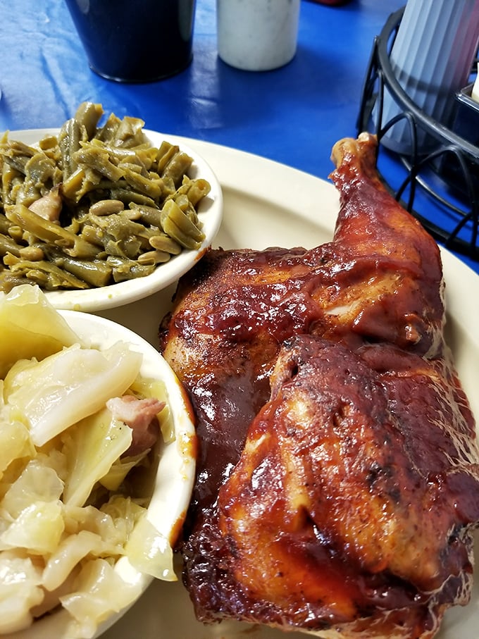 BBQ chicken achieves that perfect balance of crispy skin and smoky flavor that makes you question everything you thought you knew.