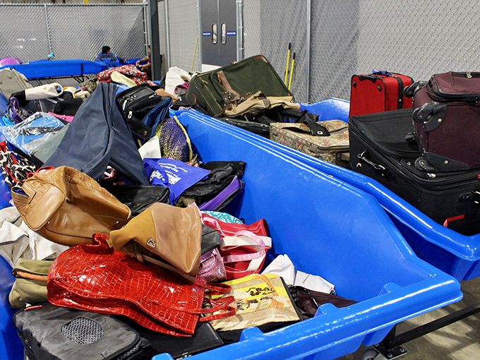 The handbag habitat in all its glory. Designer, vintage, and everyday options mingle democratically in this colorful bin of possibilities.