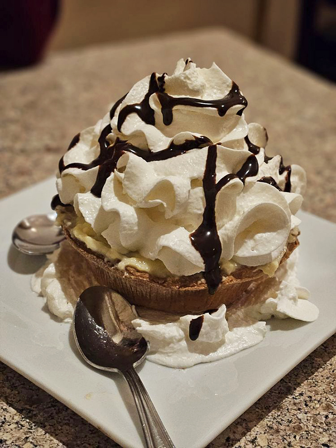 This banana cream tart isn't just dessert&mdash;it's performance art, with chocolate drizzles creating a Jackson Pollock masterpiece you can actually eat.